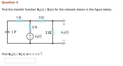 Solved Find the transfer function V_0 (s)/V_1 (s) for the | Chegg.com