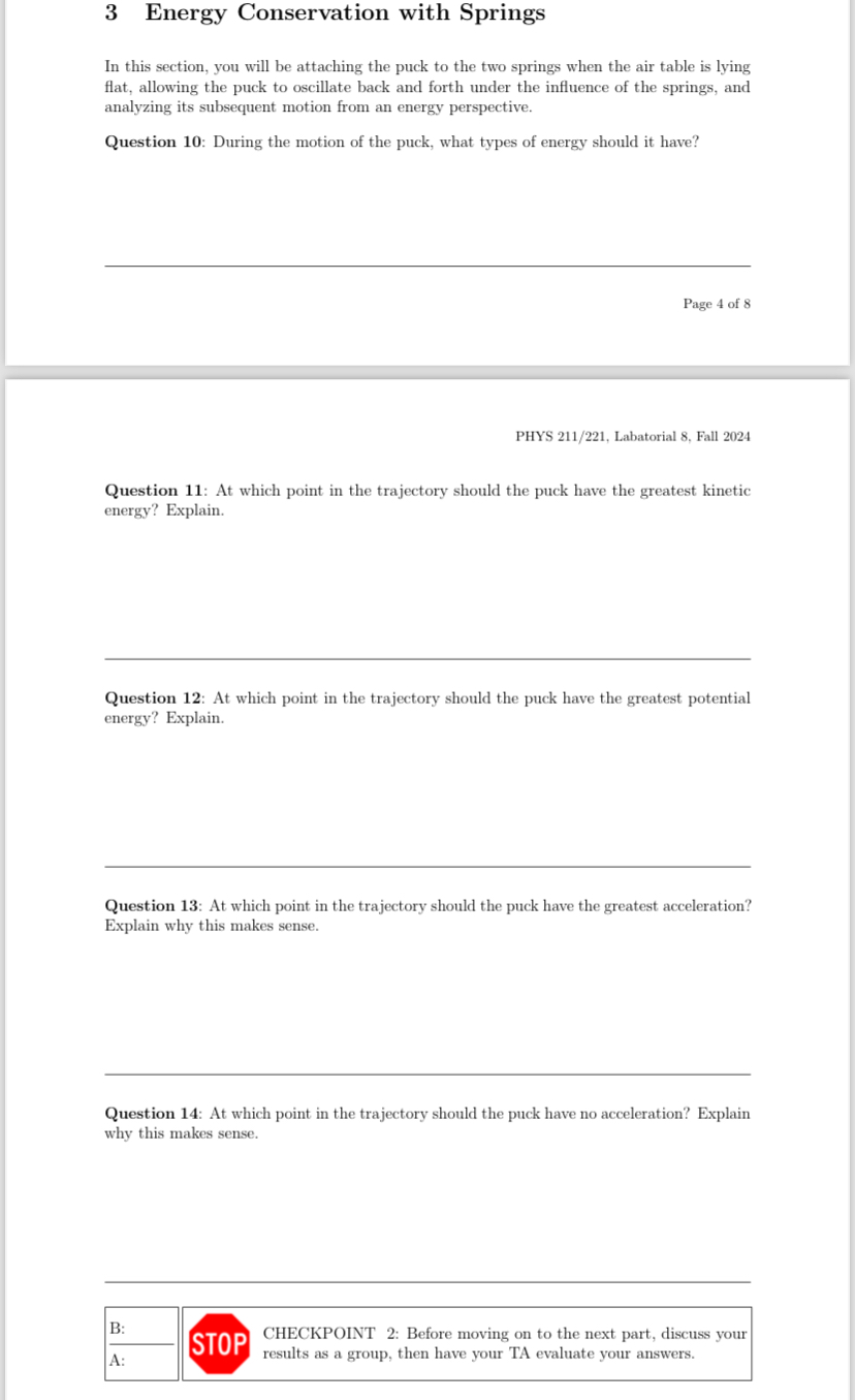 Solved 3 ﻿Energy Conservation with SpringsIn this section, | Chegg.com
