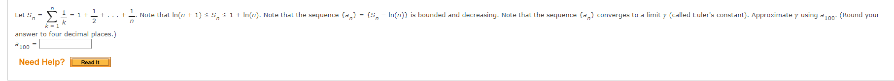 Solved answer to four decimal places.) a100= | Chegg.com