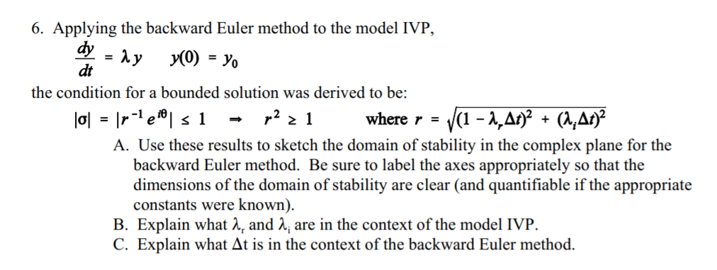 6. Applying the backward Euler method to the | Chegg.com