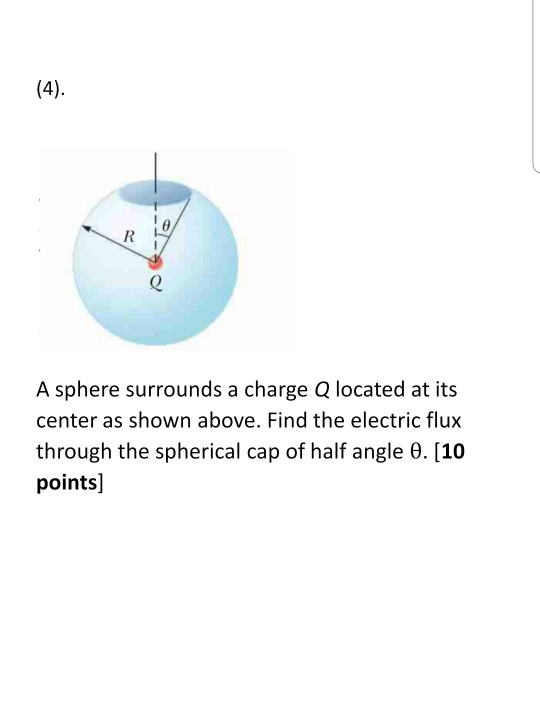 Solved (4) Q A sphere surrounds a charge Q located at its | Chegg.com