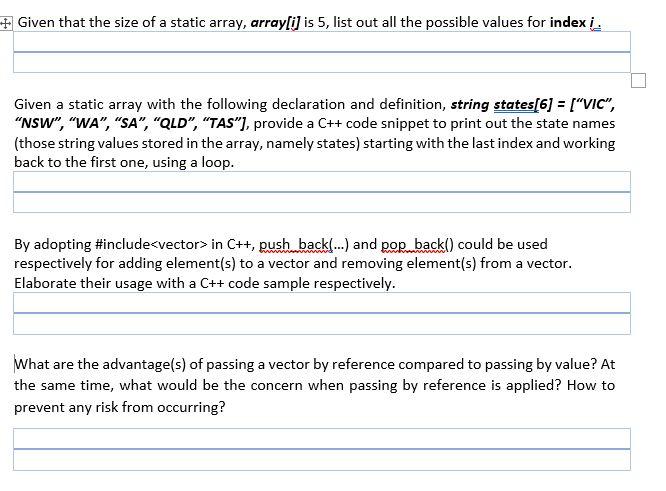 Solved Given a static array with the following declaration | Chegg.com