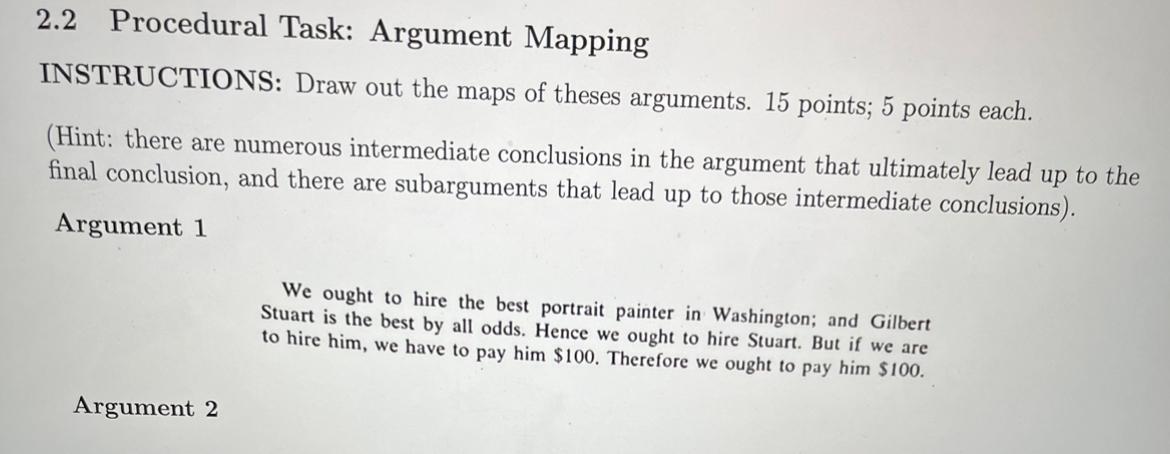Solved 2.2 Procedural Task: Argument Mapping INSTRUCTIONS: | Chegg.com