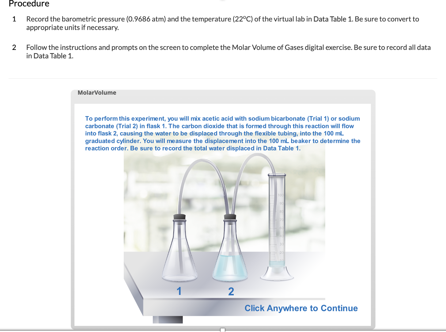 Solved 1 Record the barometric pressure (0.9686 atm) and the | Chegg.com