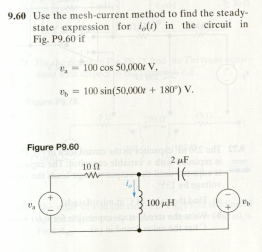 Solved 9.60 Use the mesh-current method to find the steady- | Chegg.com