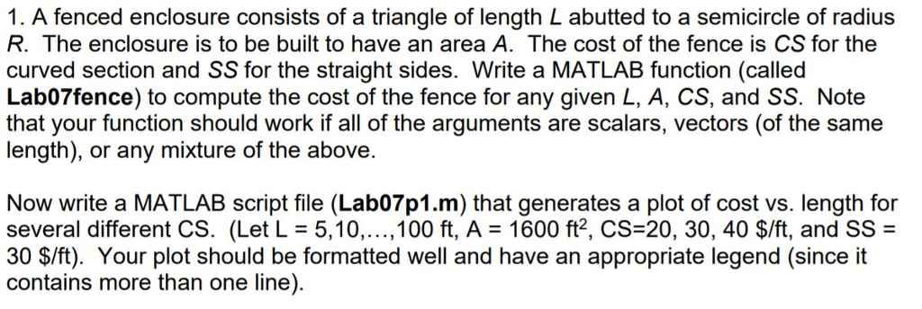 Solved 1. A fenced enclosure consists of a triangle of | Chegg.com