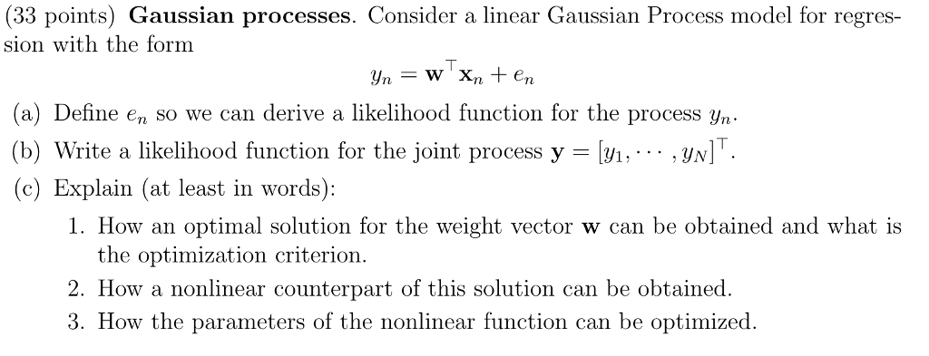 Solved 33 Points Gaussian Processes Consider A Linear