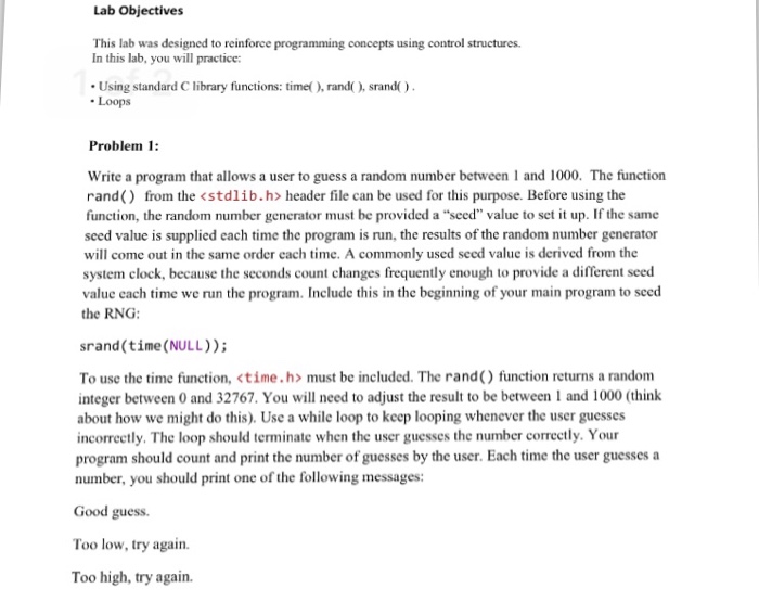 Solved This lab was designed to reinforce programming | Chegg.com
