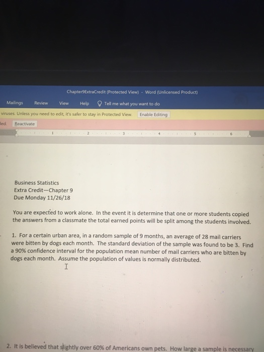 Solved Chapter9ExtraCredit (Protected View) - Word | Chegg.com