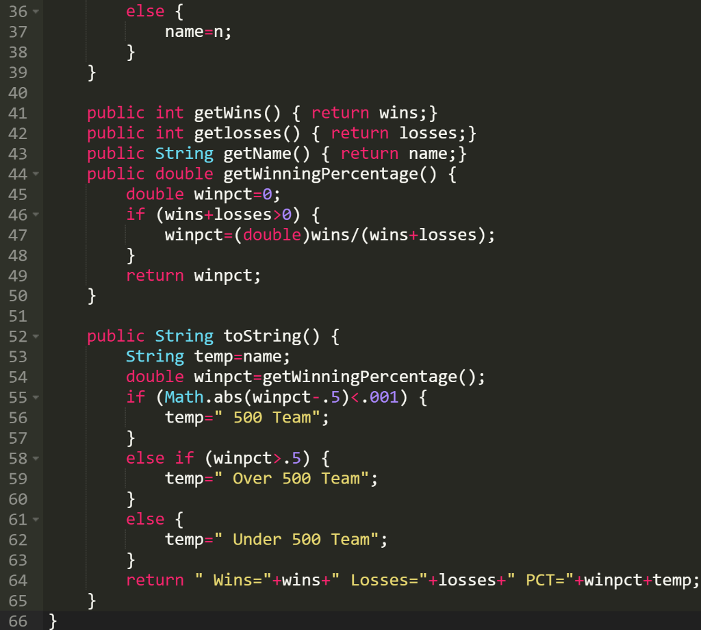 Solved See the Team class. Add the following functionality. | Chegg.com