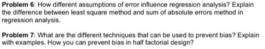 Solved Problem 6: How different assumptions of error | Chegg.com