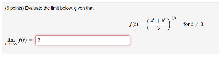 Solved (6 points) Evaluate the limit below, given that | Chegg.com