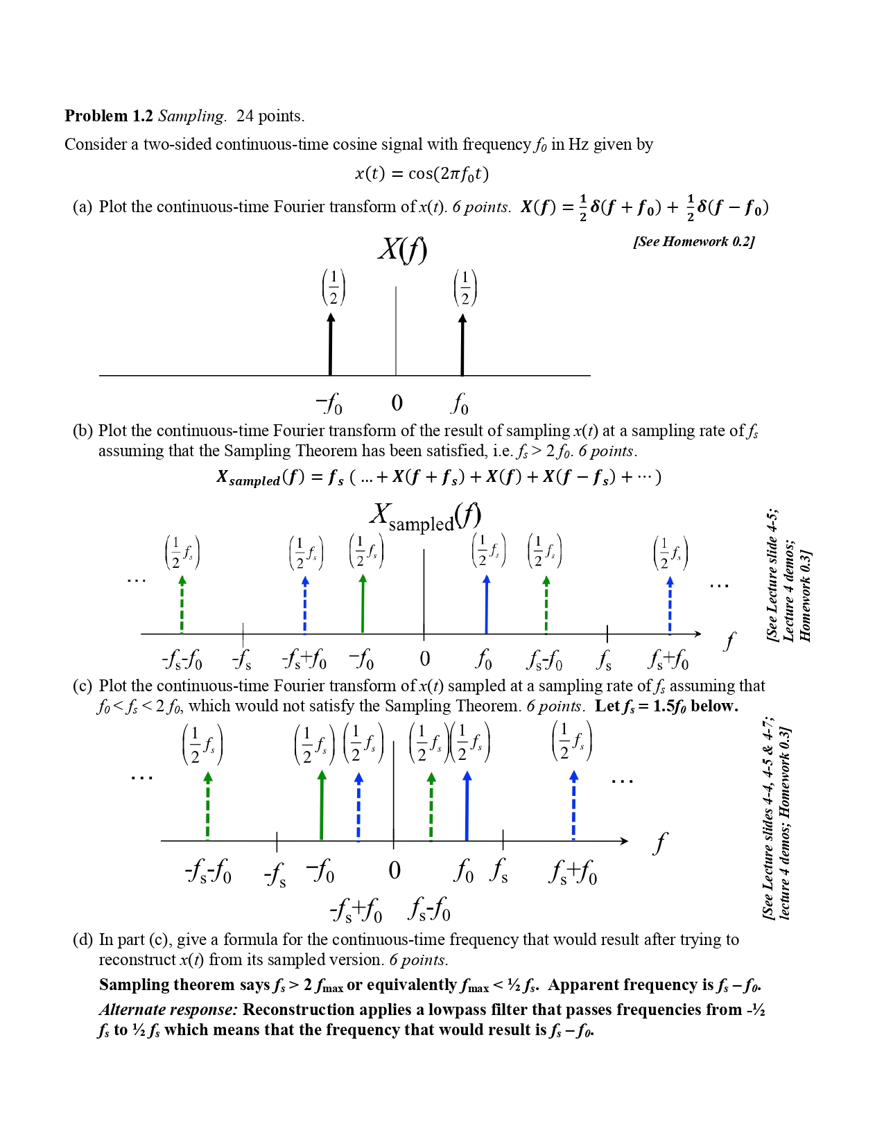 Solved Problem 1.2 Sampling. 24 points. Consider a two-sided | Chegg.com