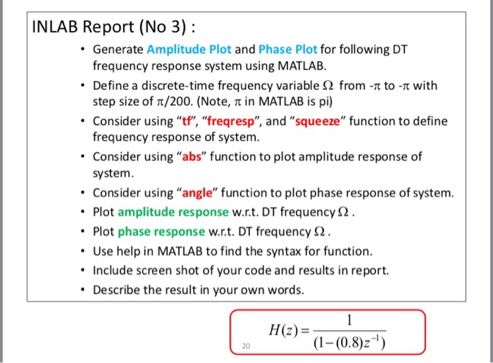 MATLAB Session DT Frequency Domain Analysis | Chegg.com