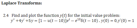Laplace Transforms: 2.4 Find and plot the function | Chegg.com