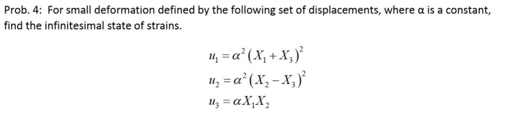 Solved Prob. 4: For small deformation defined by the | Chegg.com