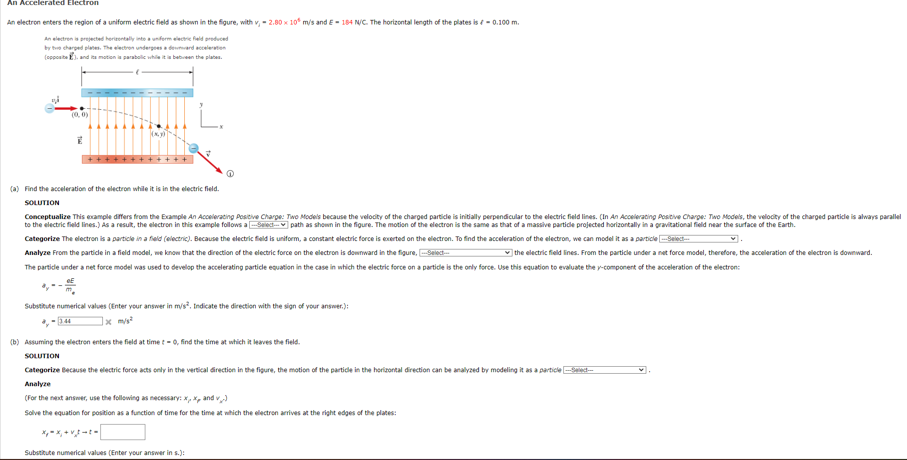 Solved An electron is projected horizontally into a uniform | Chegg.com