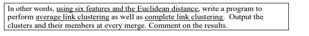 Solved In other words, using six features and the Euclidean | Chegg.com