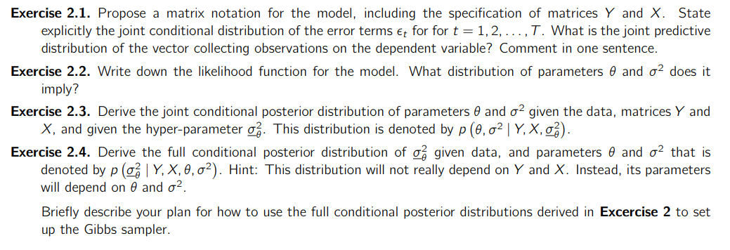 Exercise 2: Bayesian estimation of a linear model | Chegg.com