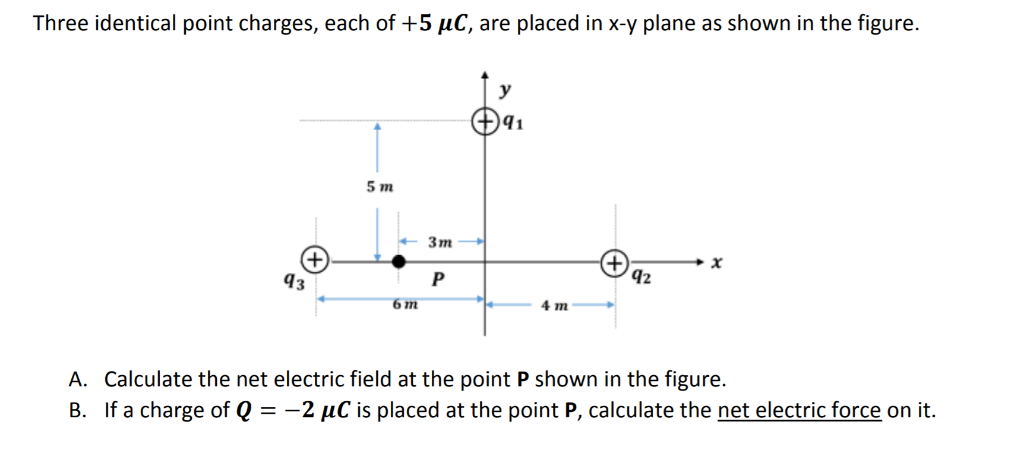 Solved Three identical point charges, each of +5 μC, are | Chegg.com