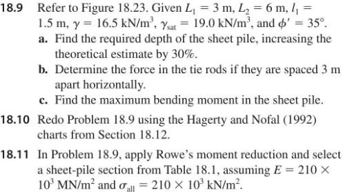 18.9 Refer to Figure 18.23. Given L1=3 m,L2=6 m,l1= | Chegg.com