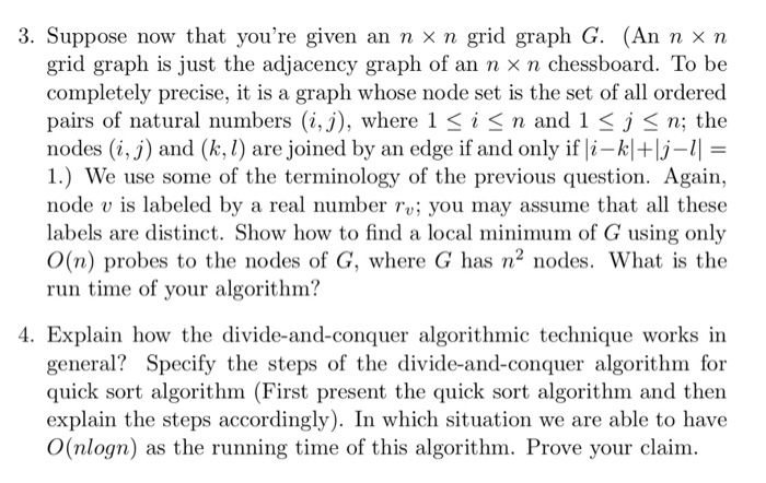 Solved 3. Suppose now that you're given an n × n grid graph | Chegg.com