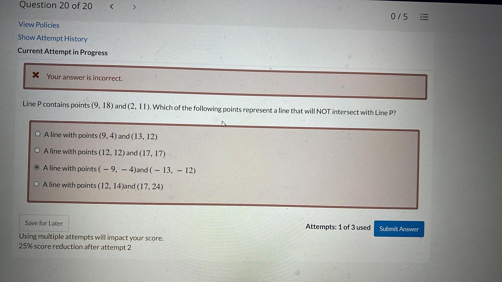 Solved Question 20 of 20 075 Ini View Policies Show Attempt | Chegg.com