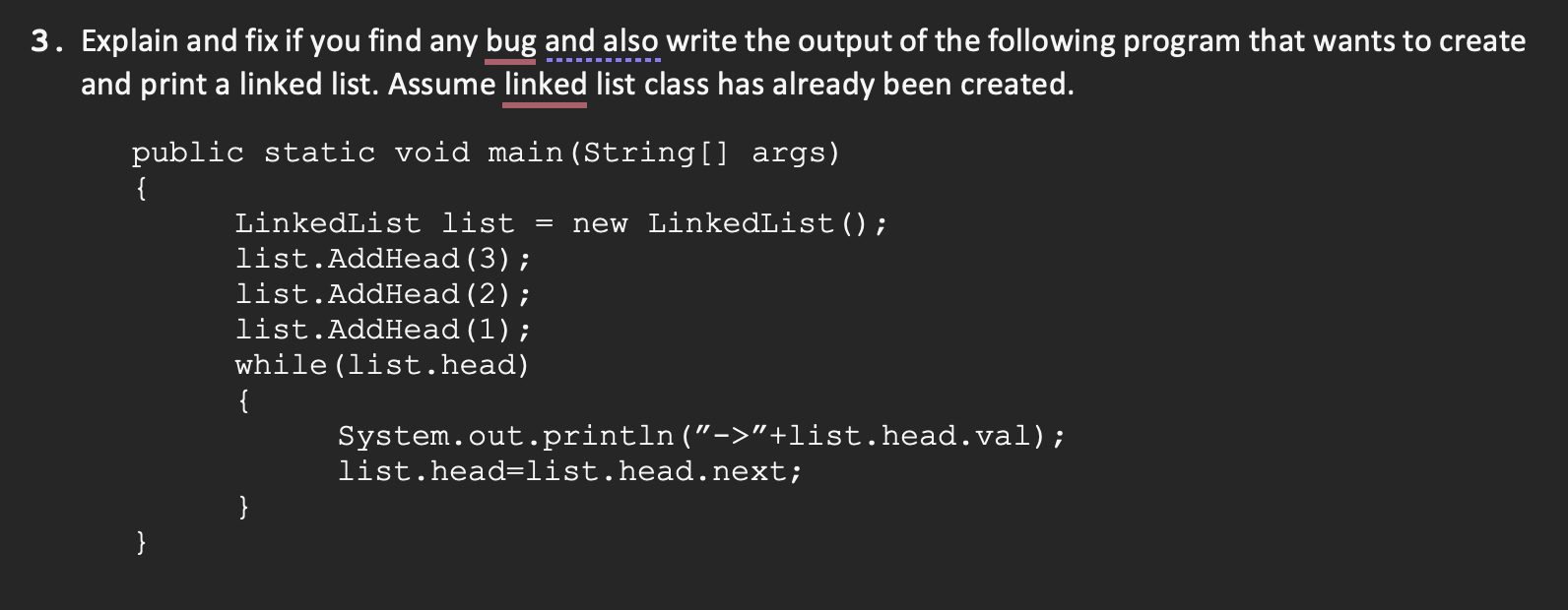 Solved *Java lang* Q. Explain and fix if you find any bug | Chegg.com