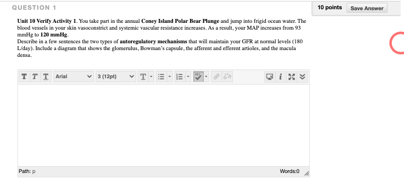Solved 10 points Save Answer QUESTION 1 Unit 10 Verify | Chegg.com