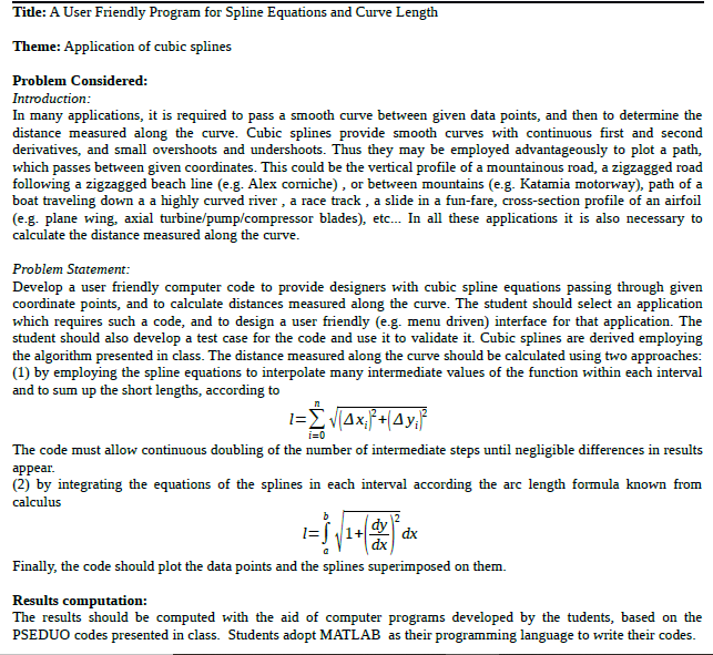Title: A User Friendly Program for Spline Equations | Chegg.com