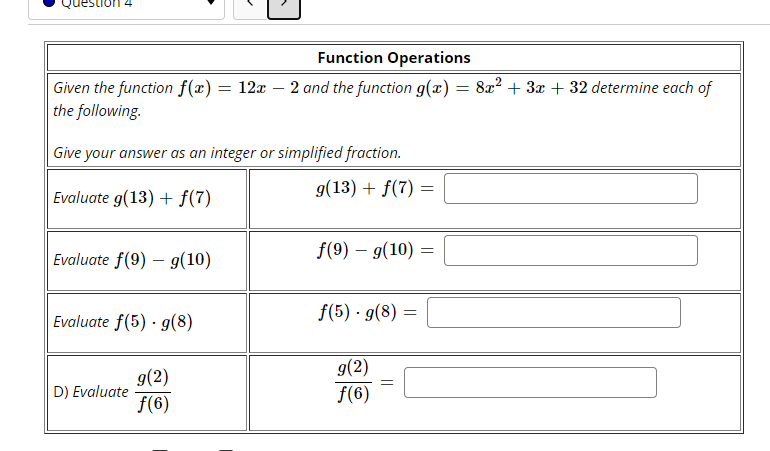Solved Question 3 C C Operations on Functions Using Tables | Chegg.com