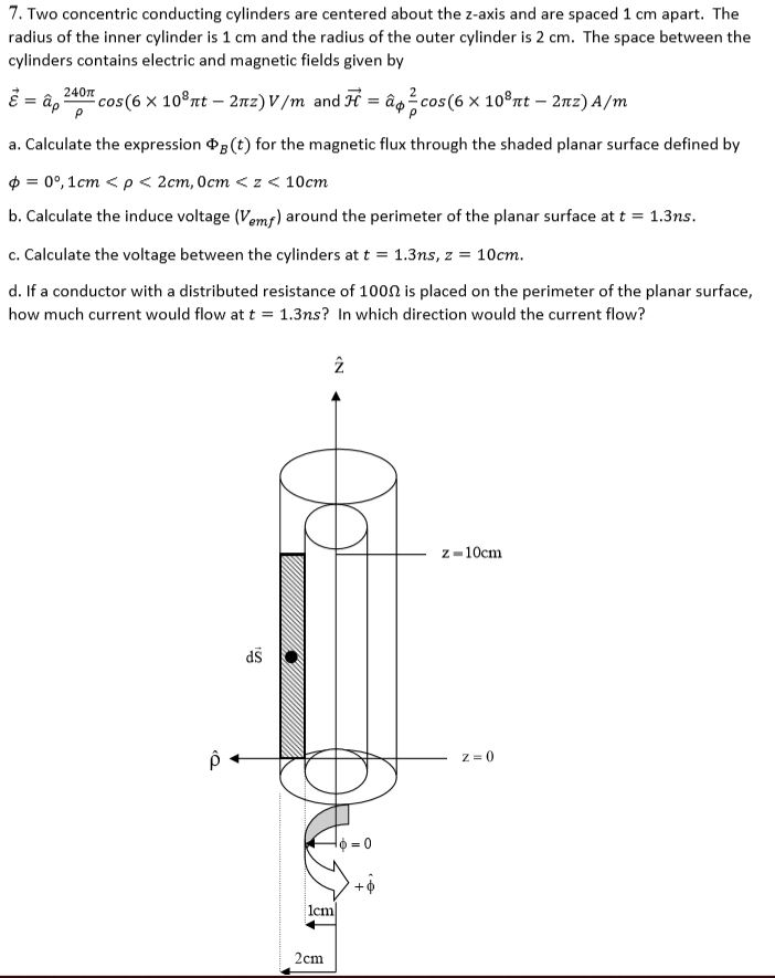 7. Two concentric conducting cylinders are centered | Chegg.com