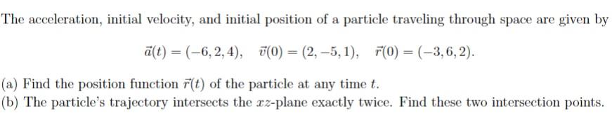 Solved The acceleration, initial velocity, and initial | Chegg.com