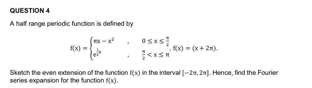 Solved A half range periodic function is defined by | Chegg.com