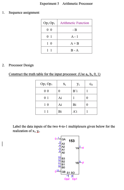 Solved Experimen t5 Arithmetic Processor 1. Sequence | Chegg.com