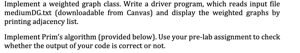 Implement a weighted graph class. Write a driver | Chegg.com