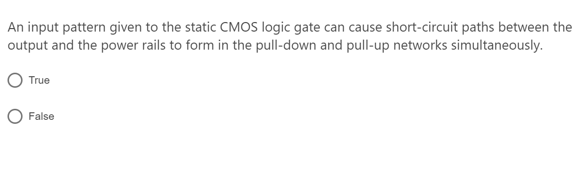 Solved An input pattern given to the static CMOS logic gate | Chegg.com