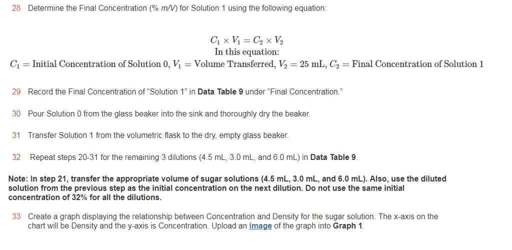 Solved 28 Determine the Final Concentration (% mv) for | Chegg.com