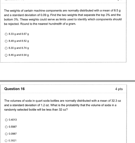 Solved The weights of certain machine components are | Chegg.com