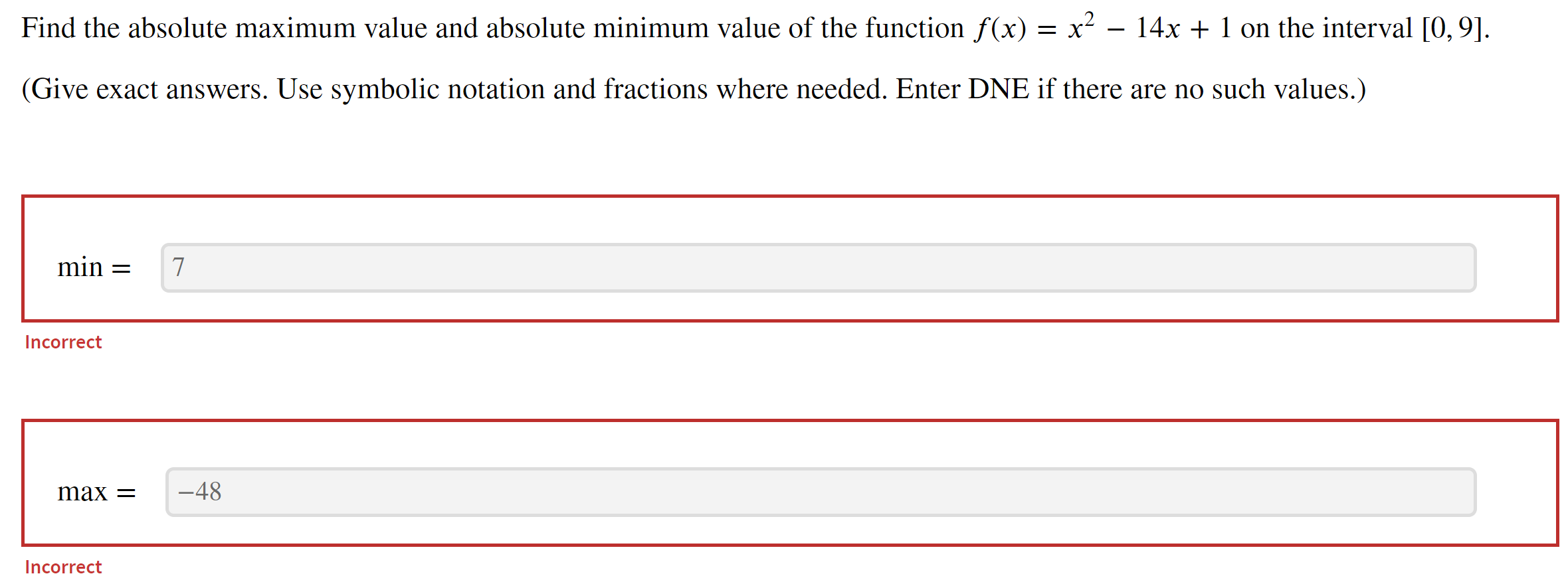 Solved Find the absolute maximum value and absolute minimum | Chegg.com