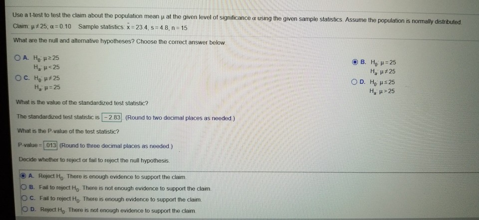 Solved Use a test to test the claim about the population | Chegg.com