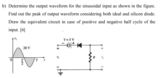 Solved b) Determine the output waveform for the sinusoidal | Chegg.com