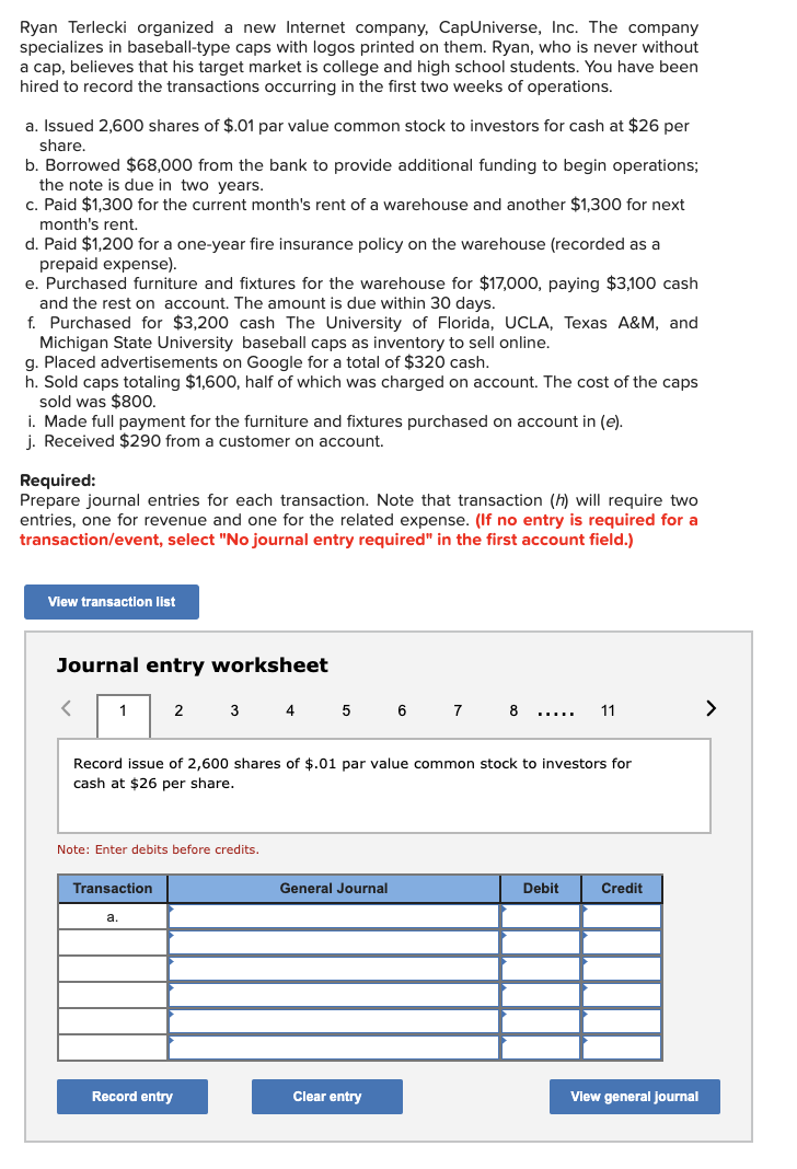 Solved Ryan Terlecki organized a new Internet company, | Chegg.com
