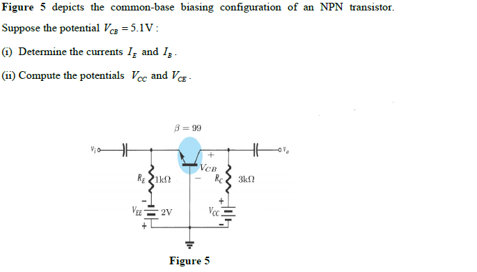 Solved Figure 5 Depicts The Common Base Biasing