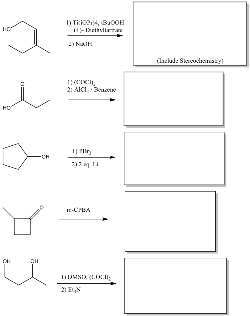 Solved НО" 1) TiiOPr)4, tBuOOH (+)- Diethyltartrate 2) NaOH | Chegg.com