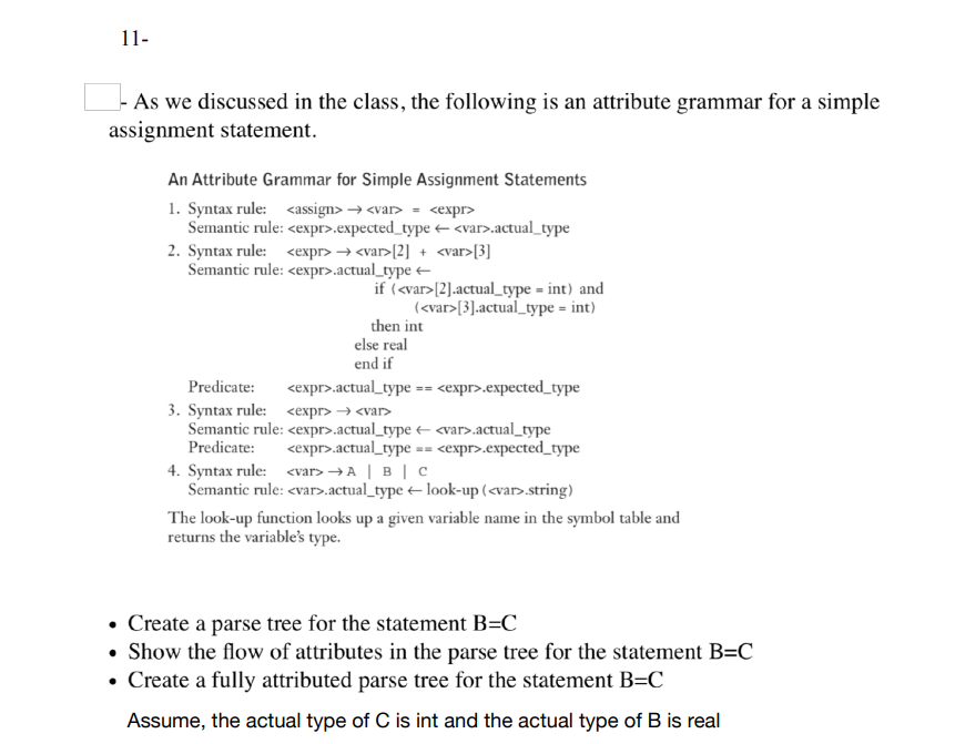 Solved 11− As we discussed in the class, the following is an | Chegg.com
