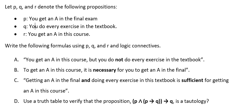 Solved Let p,q, and r denote the following propositions: - | Chegg.com