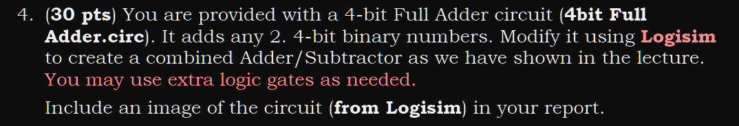 4 30 Pts You Are Provided With A 4 Bit Full Adder