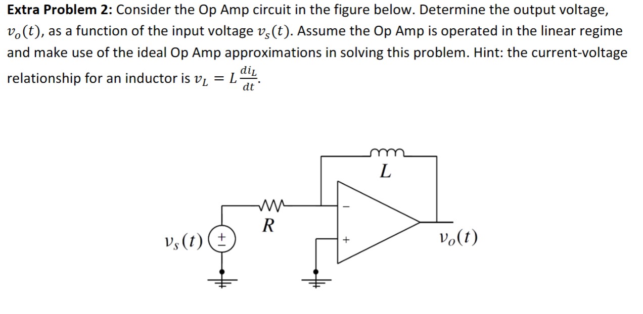 Solved Extra Problem 2: Consider the Op Amp circuit in the | Chegg.com