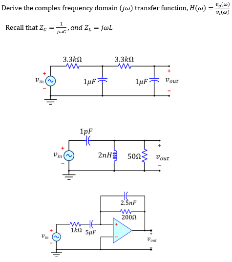 Solved Derive the complex frequency domain (jw) transfer | Chegg.com